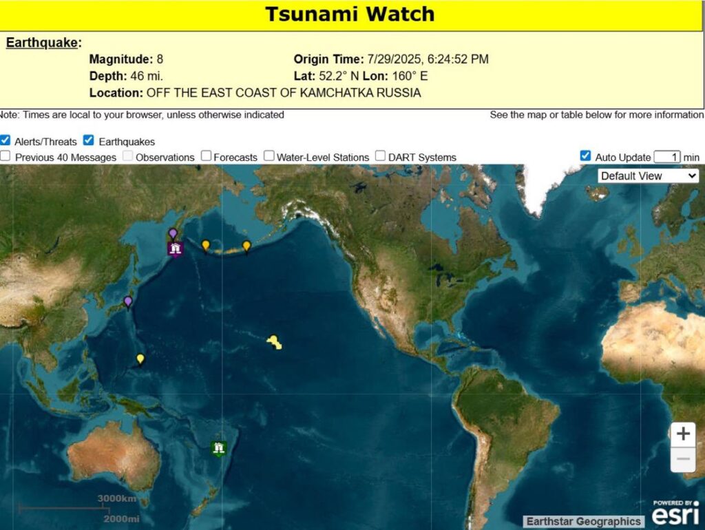 Terremoto de magnitud 8,8 en Kamchatka, Rusia, activa alerta de tsunami en el Pacífico ...